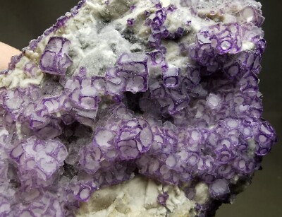 1006g NATURAL Purple edge Cube fluorite barite Crystal Mineral Specimen ...