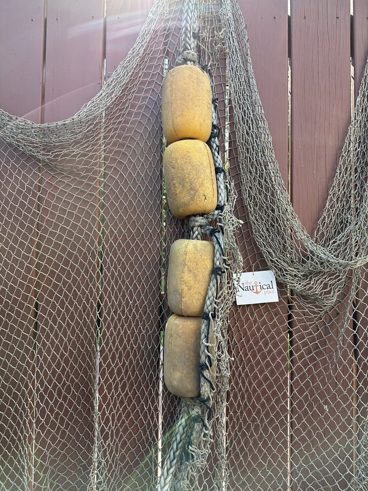 4 x Authentic Used Fishing Net Floats On Rope ~ Old Vintage Nautical ...