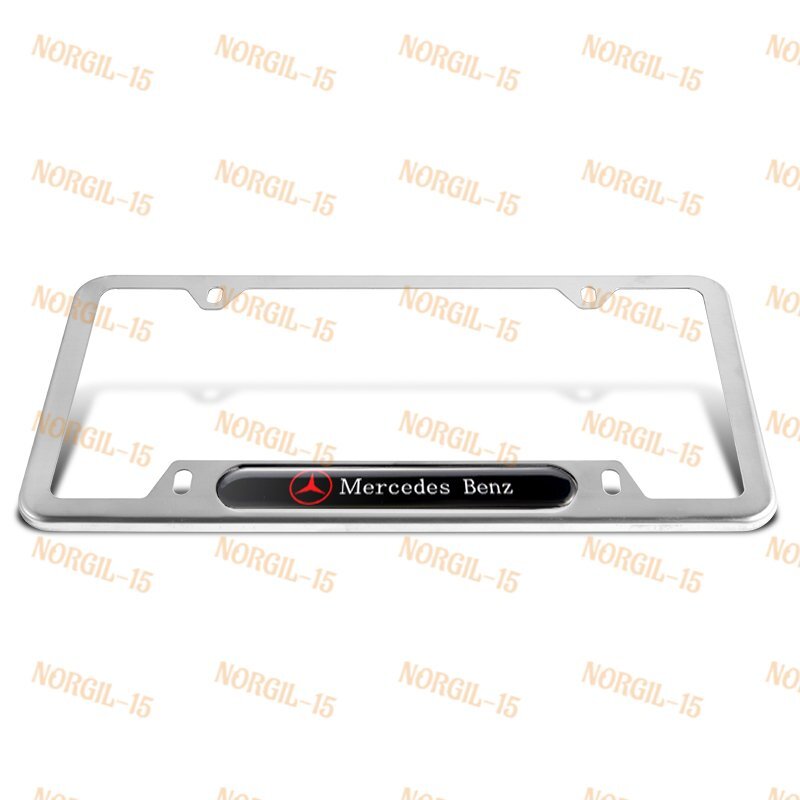 2pcs MERCEDES-BENZ 2018 2019 Black Silver METAL license plate frame ...