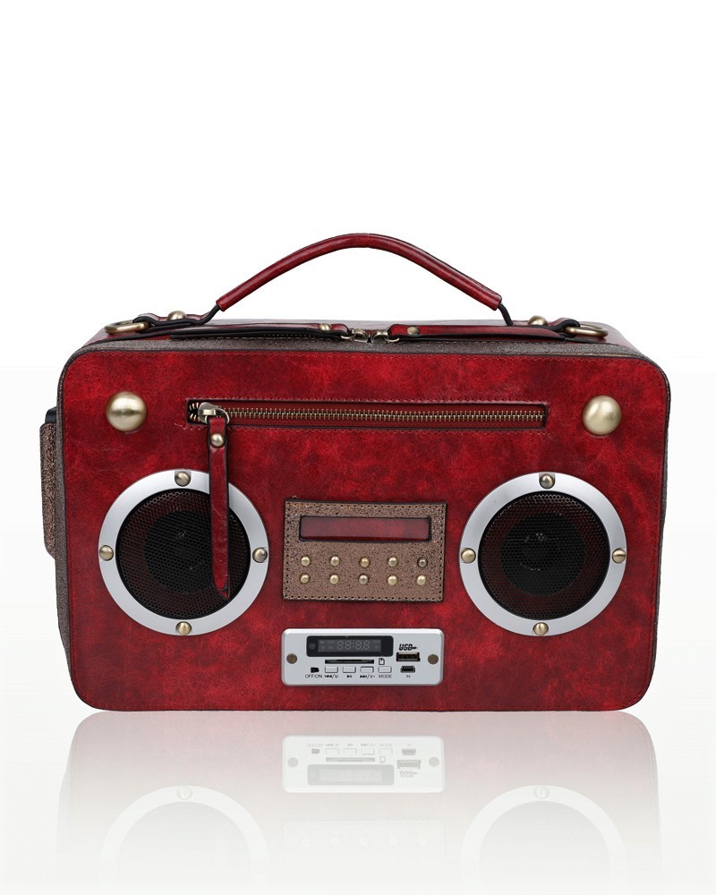 Womens Vintage Radio Shape Bluetooth Music Stereo Shoulder Tote Handbag ...
