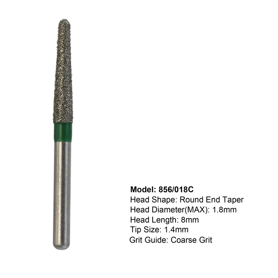 Dental Diamond Burs Round End Taper 856/018C Coarse Green FG High Speed ...