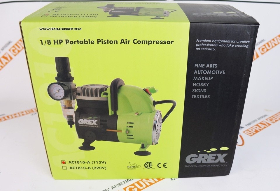 Grex 1/8 HP Portable Piston Airbrushing Air Compressor AC1810-A | eBay