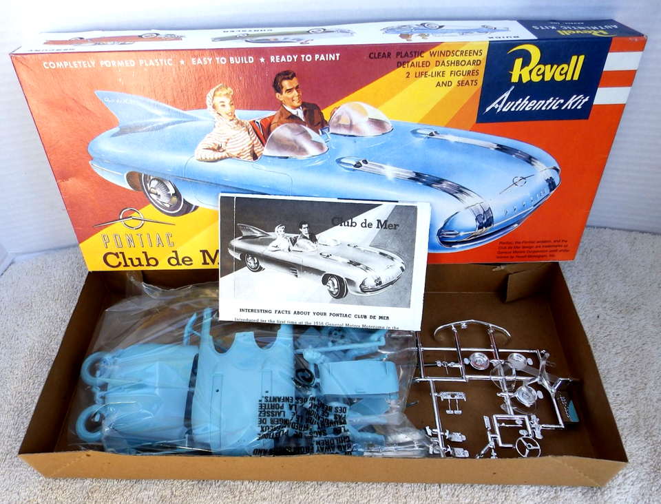Vintage Revell 1956 Pontiac Club de Mer Show Car Plastic Model Kit ...