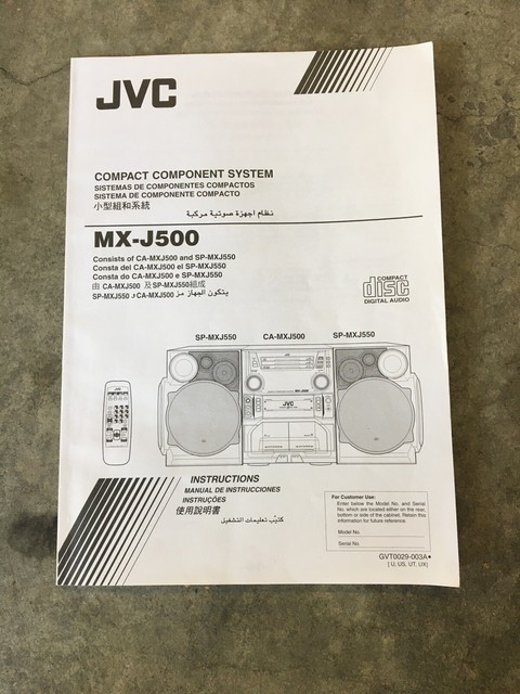 JVC Mx- J500 Compact Component System 3 CD Tray Am-fm Stereo Receiver ...