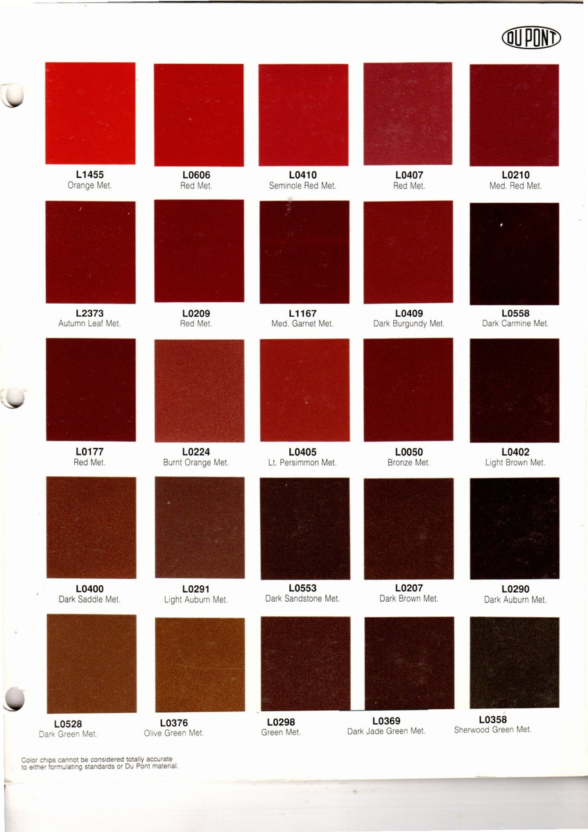 Red Auto Paint Color Chart Brown