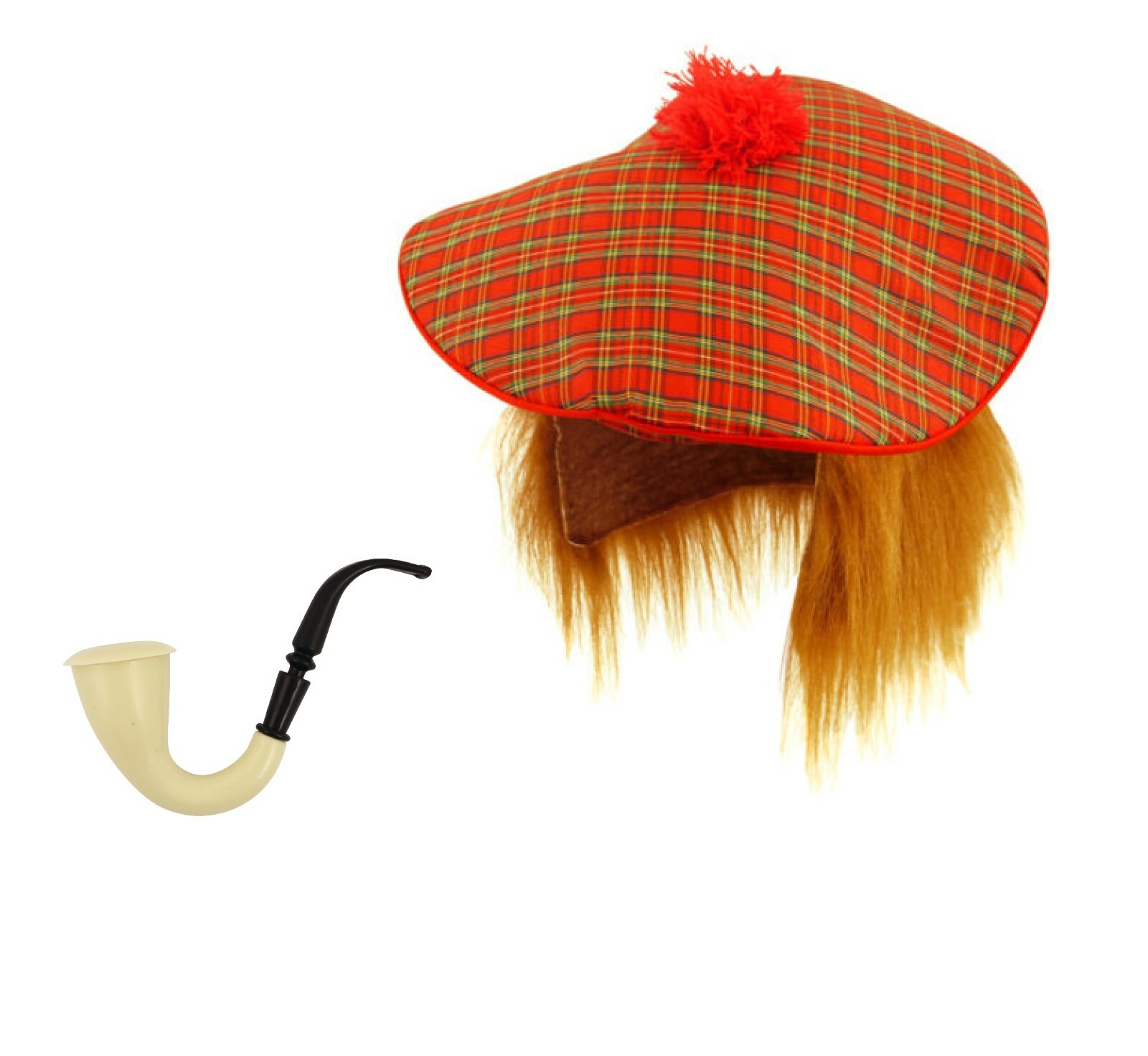 Mens SCOTTISH COSTUME Scotsman Tartan Hat Kilt Hair Burns Night Fancy ...