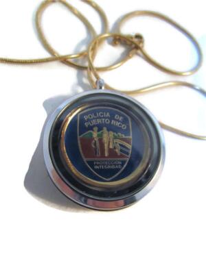 POLICE of PUERTO RICO glass pendant keepsake urn on a chain trace ashes ...