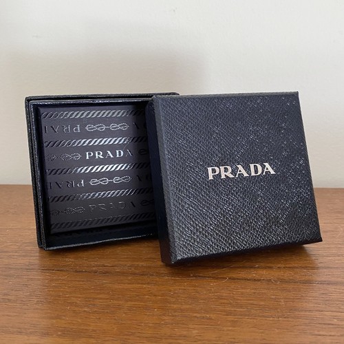 Genuine PRADA Black RIGID Silver LOGO Presentation SQUARE Gift BOX ...