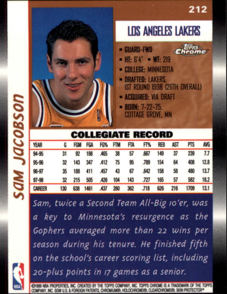 1998-99 Topps Chrome - #212 Sam Jacobson (RC) for sale online | eBay