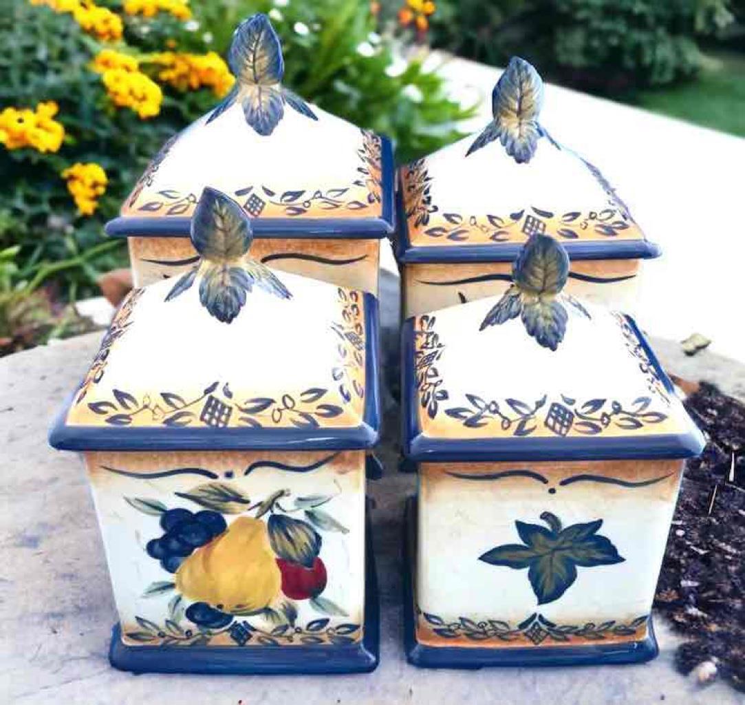 4 Piece Set Pamela Gladding Tuscan Fruit Canisters Certified ...