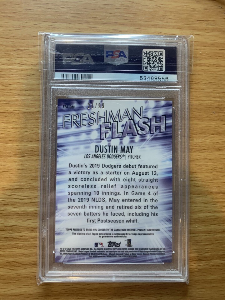 Dustin May - 2020 Topps Chrome Freshman Flash /99 Rookie RC Autograph ...