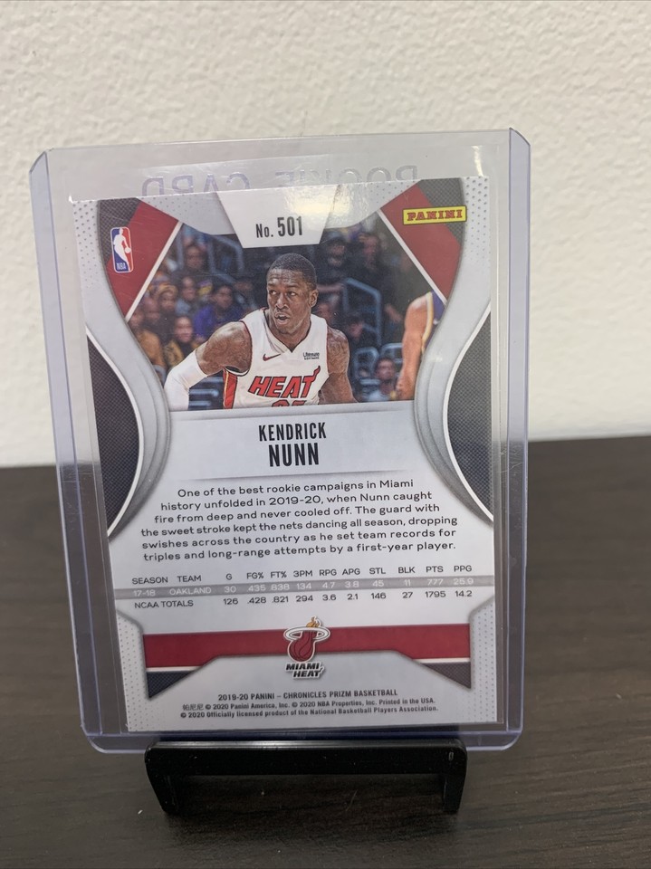 2019-20 Kendrick Nunn Panini Prizm Update Rookie Card RC #501 Miami ...