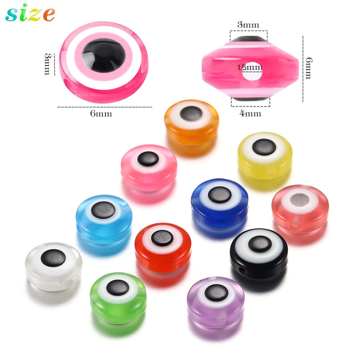 450pcs 15 Color Evil Eye Beads Set Wholesale Resin Mixed Color DIY`^ | eBay