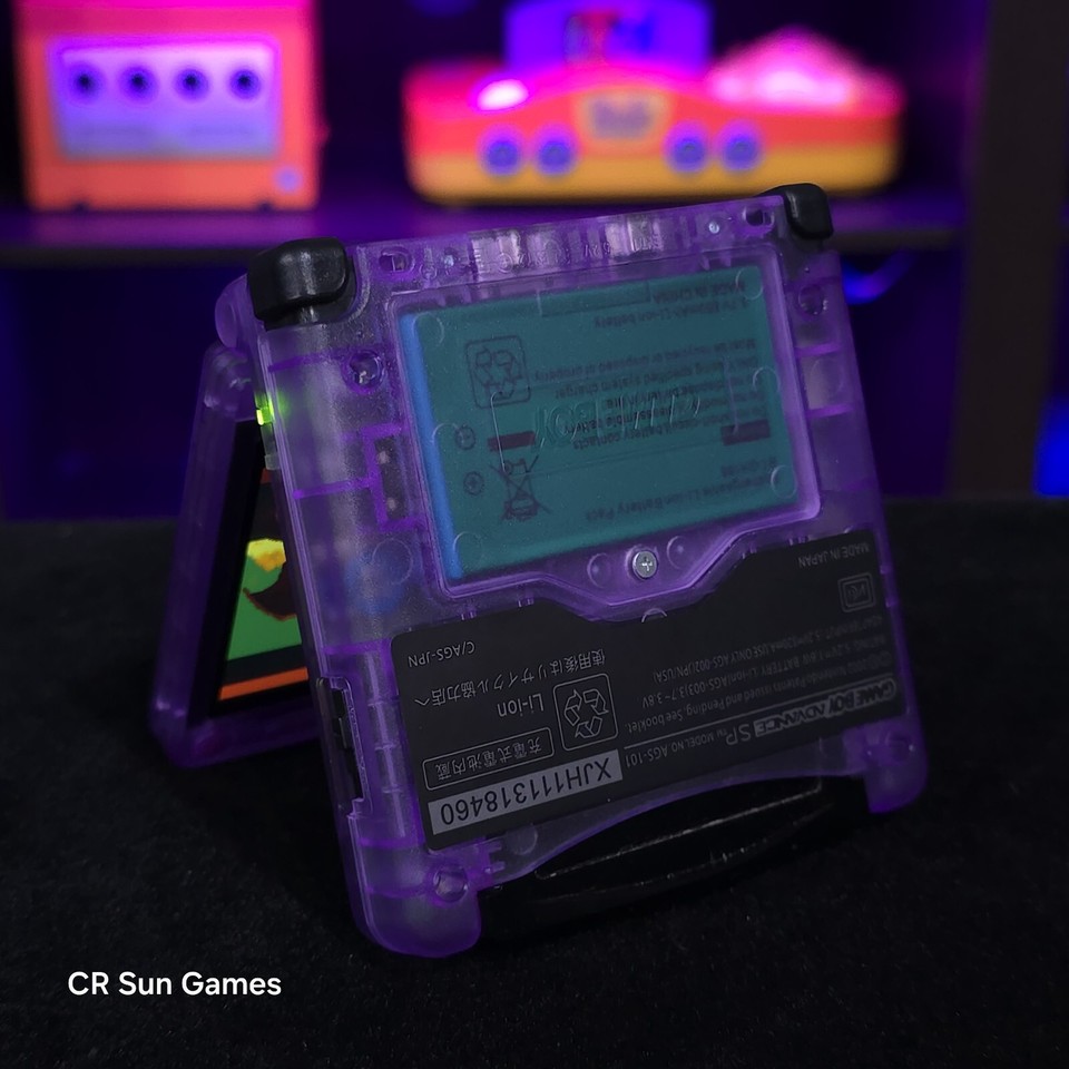 Clear Purple Nintendo Game Boy Advance GBA SP IPS Adjustable Brightness ...