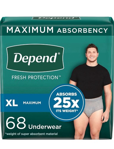 Depend Fresh Protection Maximum Absorbency Incontinence For Men Size XL ...