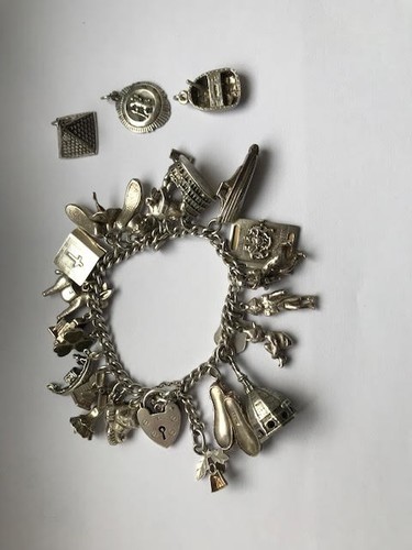 REDUCED! Genuine Silver 23 Charms Bracelet Vintage 1960/ 70 +3 Separate ...
