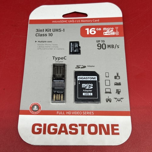 Gigastone 3in-1 Kit (16GB) microSDHC Memory Card + Micro-USB Adapter ...