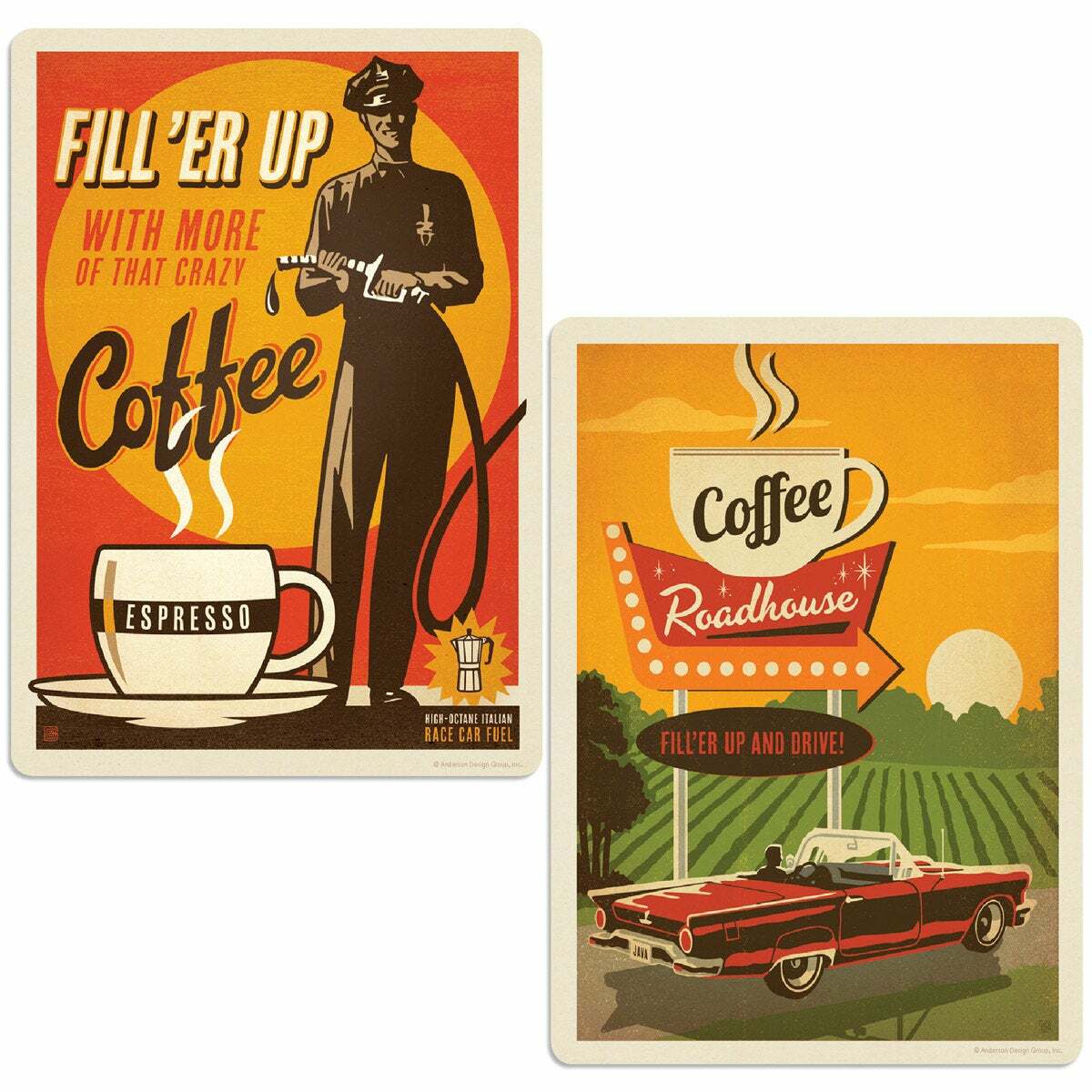 Roadhouse Coffee Vinyl Sticker Set of 2 Laptop Car Decals | eBay