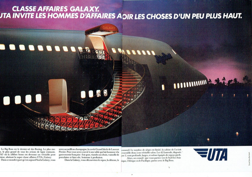 publicité Advertising 1023 1986 UTA cie aérienne Galaxxy classe ...