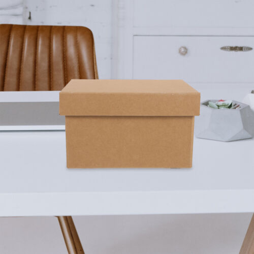 Kraft Storage Box Tabletop Sundry Organizer with Lid Document Container ...