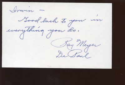 Ray Meyer Basketball Hall of Famer Autographed Index Card Hologram | eBay