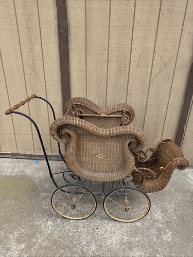 VINTAGE WICKER BABY BUGGY STROLLER (CARRIAGE) Rare Antique 1920’s | eBay