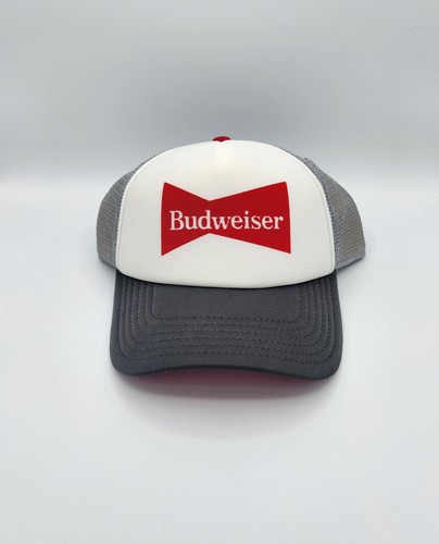 Budweiser Hat Cap Snap Back Red Gray White Mesh Trucker Beer ...