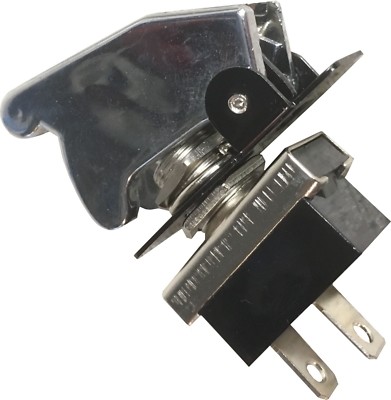 ON/OFF TOGGLE SWITCH & AIRCRAFT FLIP COVER- CHROME CAR ELECTRICAL POWER ...