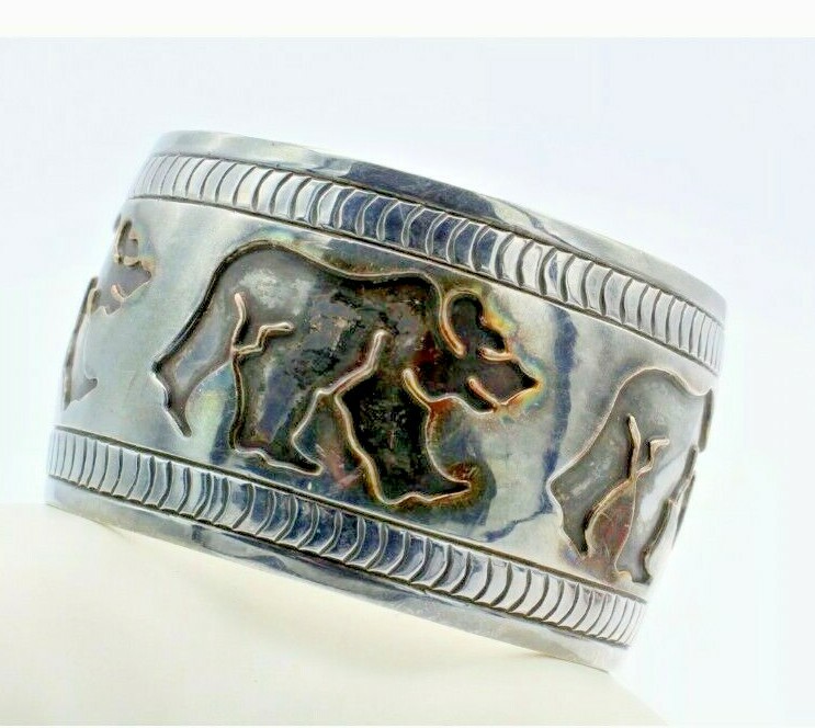 ROSCO SCOTT NAVAJO STERLING SILVER CUFF BRACELET - Gem