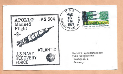 APOLLO 9 AS 504 PRIME RECOVERY MAR 13,1969 USS GUADALCANAL SPACE COVER ...