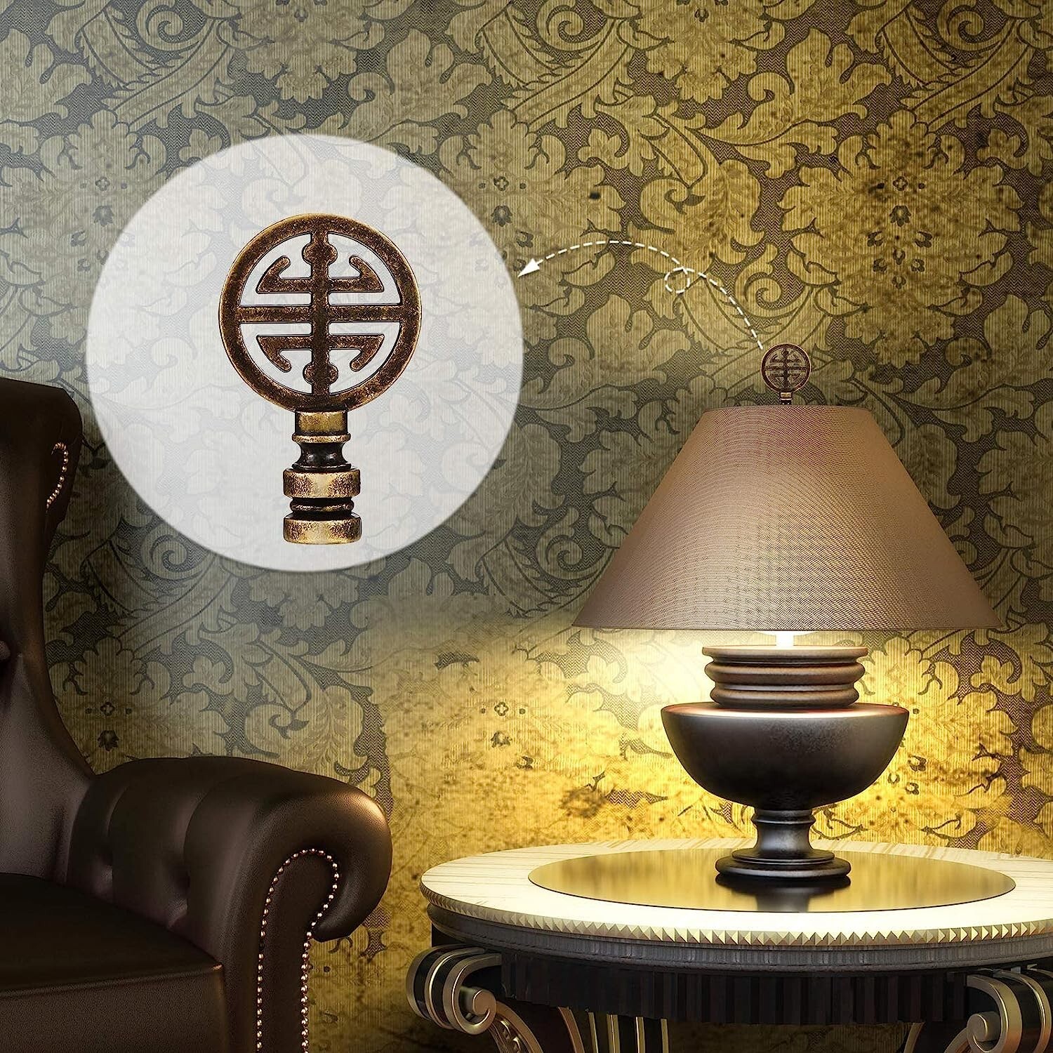 2 Pieces Brass Lamp Finial Oriental Lamp Shade Finial Asian Lamp Finial ...