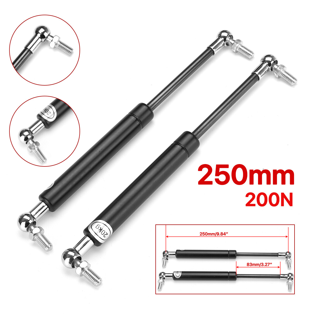 2 PISTONE A GAS MOLLA UNIVERSALE 200N LUNGHEZZA 200mm-600mm PISTONCINO ...