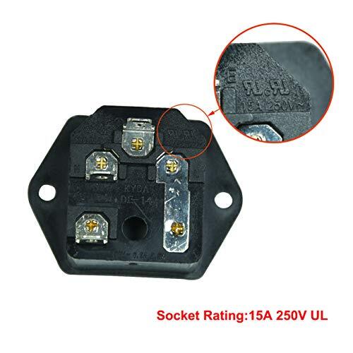 Ac 250v 15a Iec320 C14 Male Power Cord Inlet Socket With Fuse Holder ...