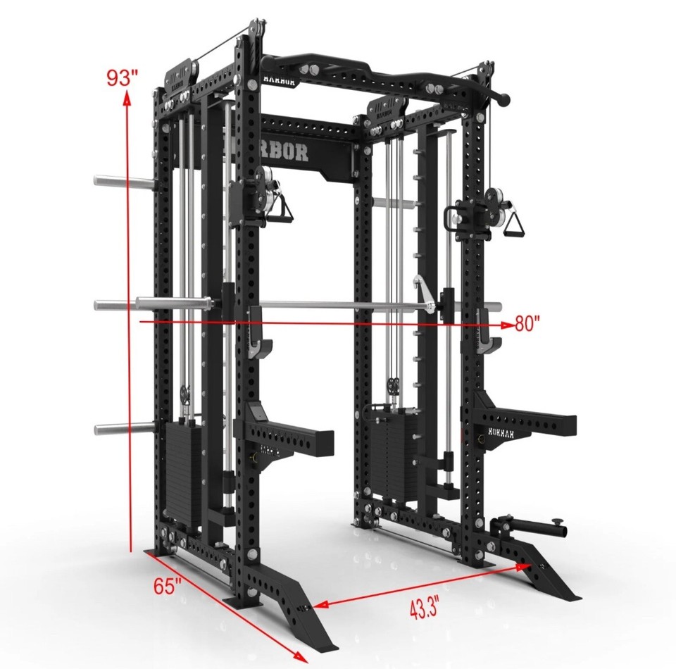 Elite Half Rack & Smith Machine Trainer W/ 200lbs Weight Stack | eBay