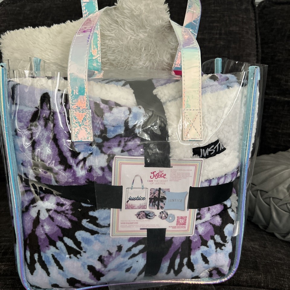 NWT - Justice Girls Sleepover Clear Tote Handbag 6 Pc Set -purple TT ...