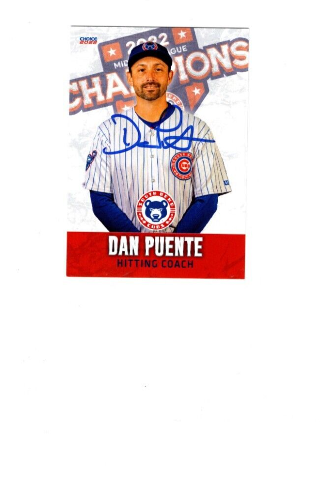 Dan Puente 2022 South Bend Cubs MWL Champions autograph signed card | eBay