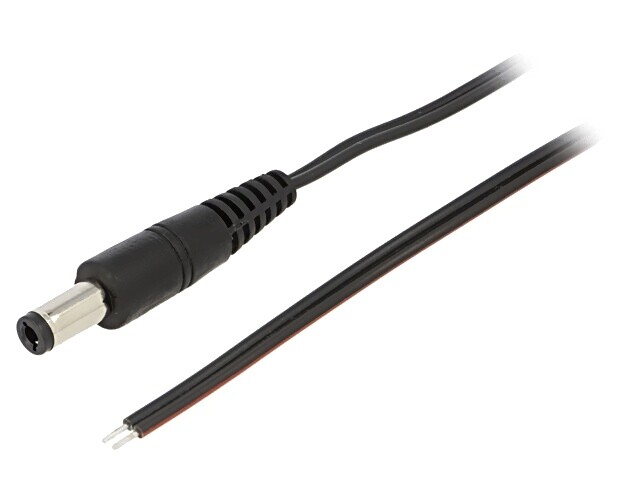 P25-TT-T035-050BK Cable wires,DC 5,5/2,5 plug straight 0.35mm2 black 0 ...