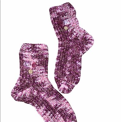 Adorable pink knit cozy thick socks; button detail | eBay