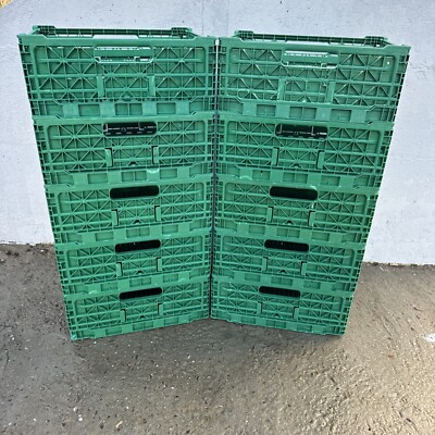 10 x Foldable Plastic Modular Euro Storage Boxes 400 x 300 x 170mm ...