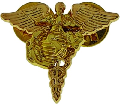 Medical USMC Corpsman Collar Brass Badge Pin EGA Marine Military Medic ...
