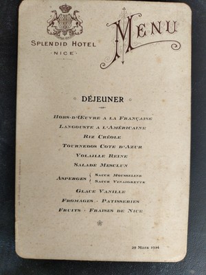 ANTIQUE SPLENDID HOTEL NICE MENU DEJEUNER | eBay