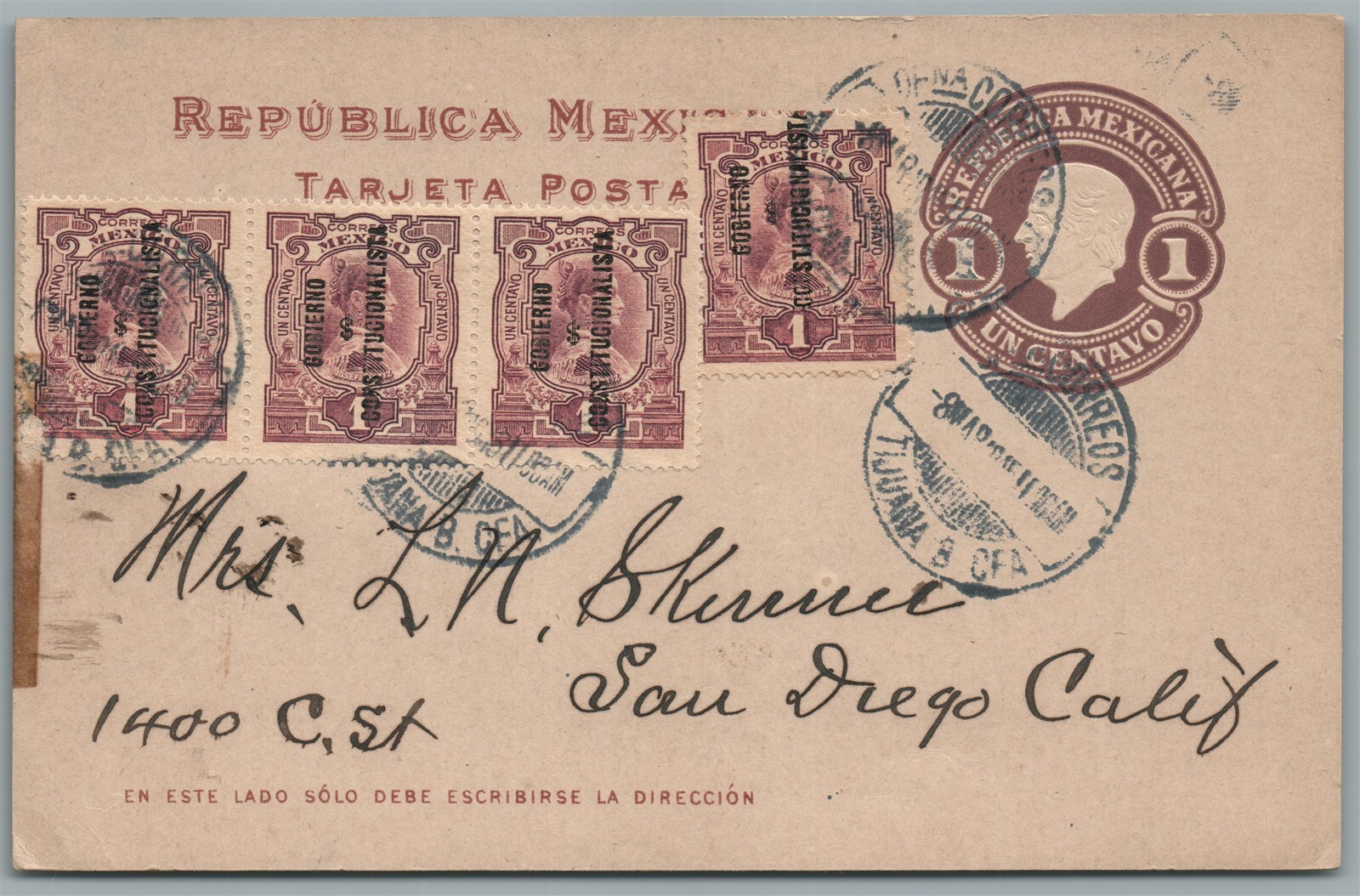 MEXICO 1915 ANTIQUE POSTCARD w/ STAMPS | eBay
