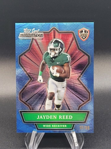 JAYDEN REED 2022 WILD CARD ALUMINATION COLLEGE FOOTBALL RC BLUE /99 36 ...