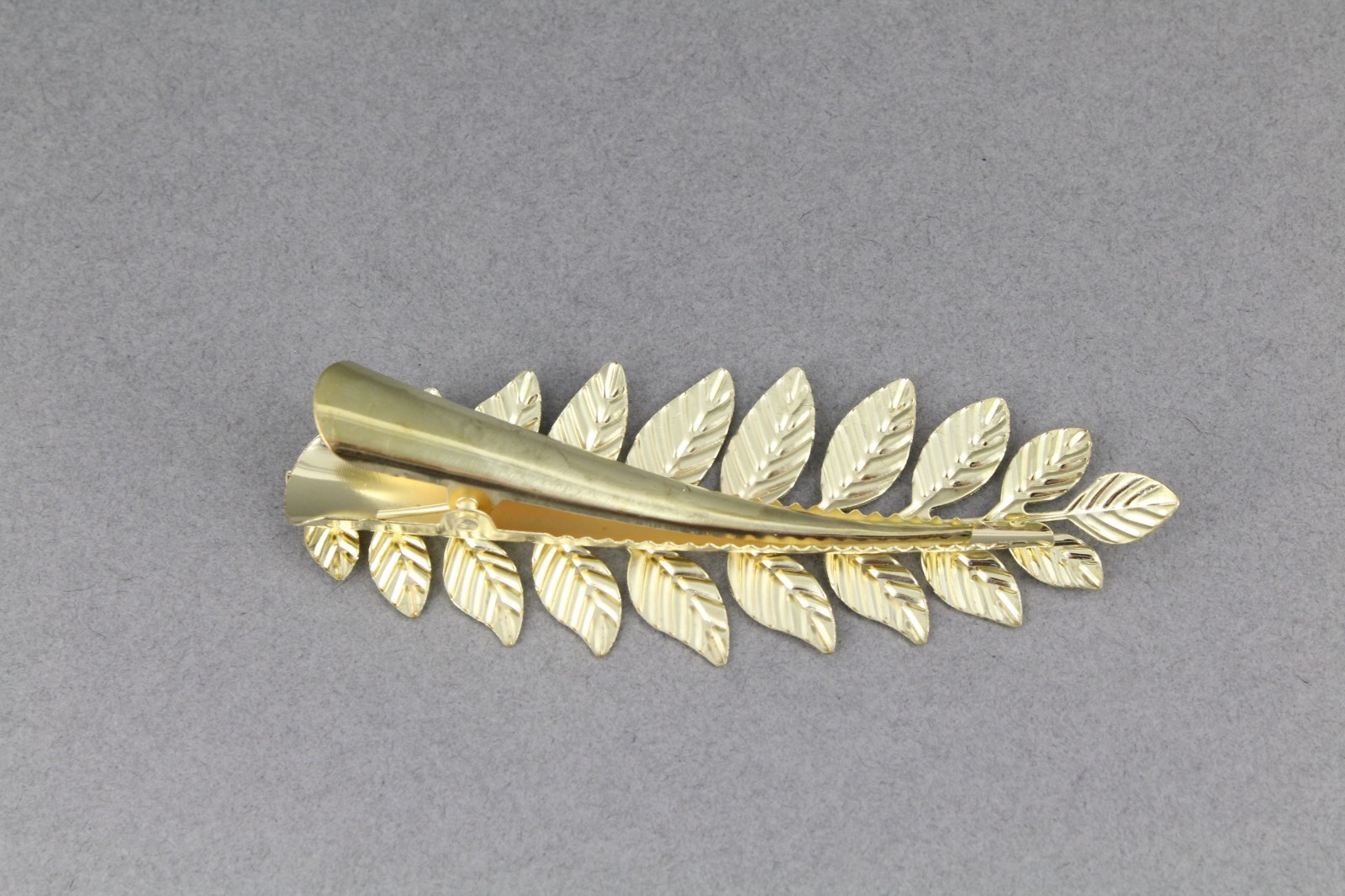 Gold laurel leaf leaves metal side alligator gator clip hair claw ...