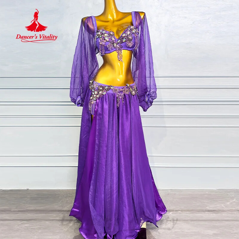 Belly Dancing Performance Suit Bra+Sexy Split Long Skirt Dance ...