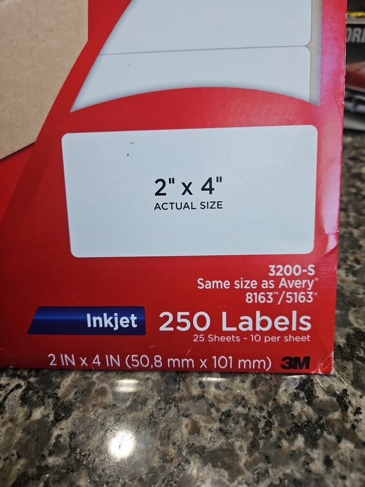 180/Pack 2 X 4 3M Shipping Labels 3200-S Similar to Avery Inkjet White ...