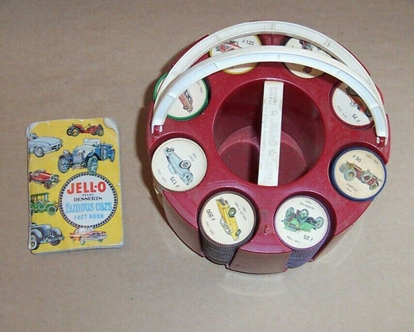 VINTAGE 1960'S JELLO CAR AUTOMOBILE COMPLETE COIN SET IN RED HOLDER ...