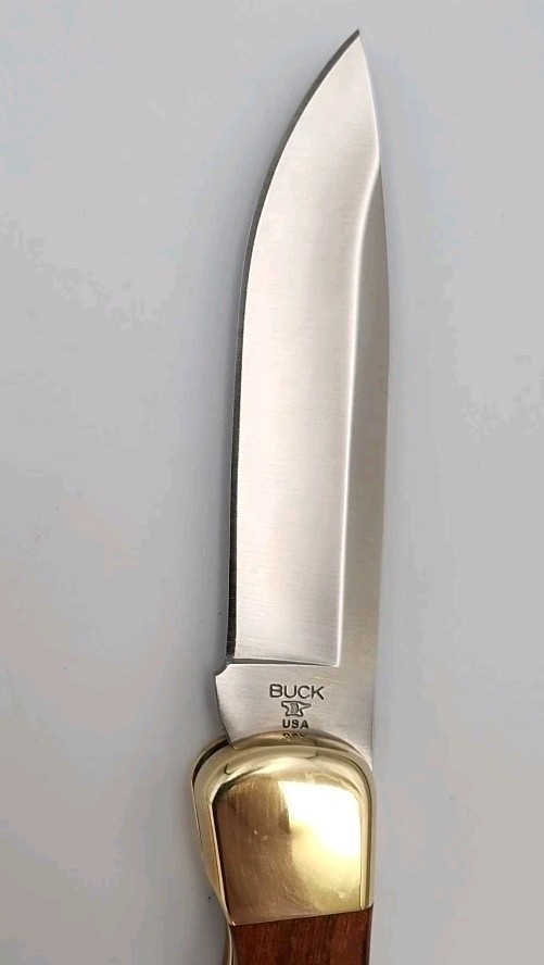 NIB Custom Buck Hunting Knife Satin Blade ANVIL STAMP Walnut & Finger ...