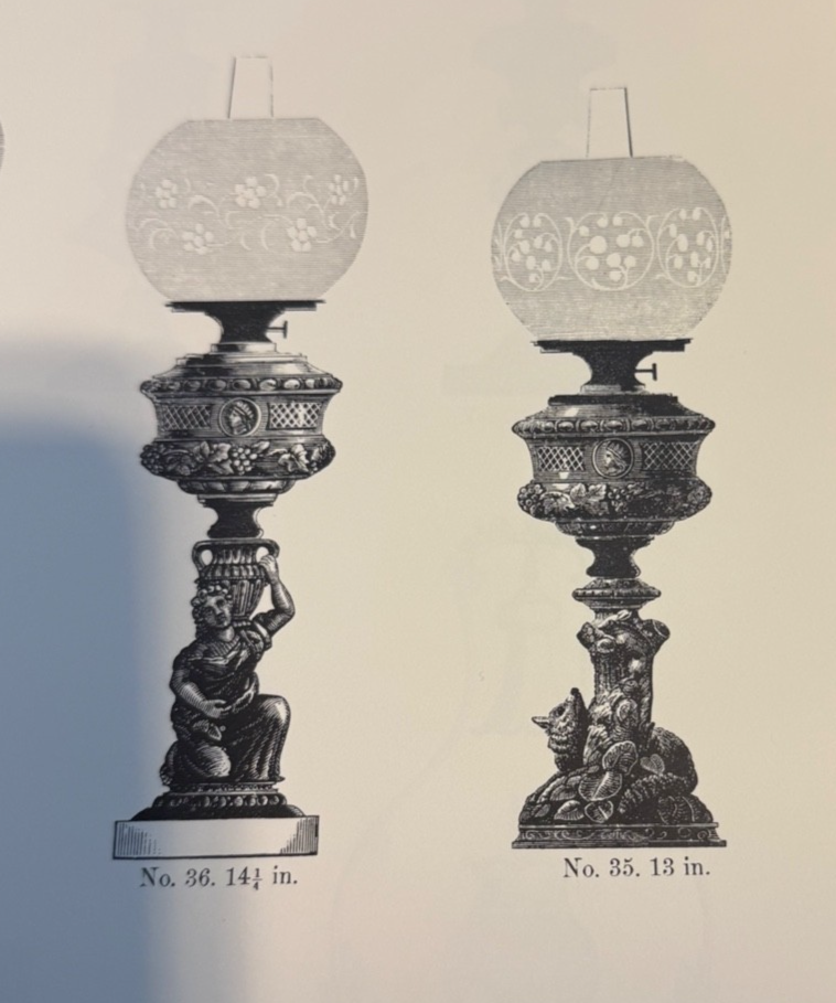 Antique 1800's Fancy Highly Detailed Figural Oil Lamp "Wolf Chasing ...