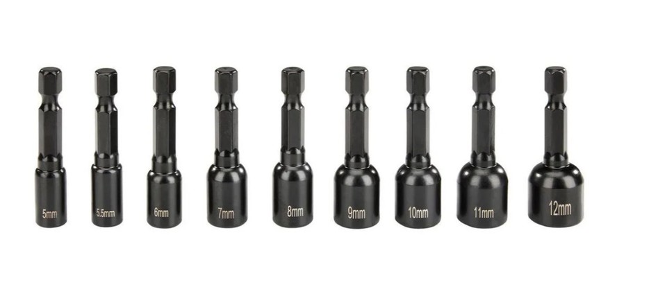 18pc Magnetic Nut Setter Set SAE & MM Quick-Release Hex Shank 1/4"-1/2 ...